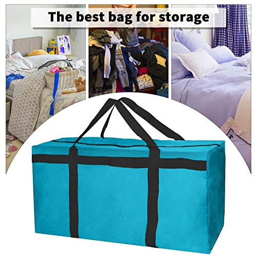 SKRYUIE Heavy-duty Oversized Storage Bag Tote Bag Reusable Mobile Bag, Light Green Moving Bag, Clothes Storage Belt, Strong Zipper and Handle, Can Be Used for Storage, University Dormitories