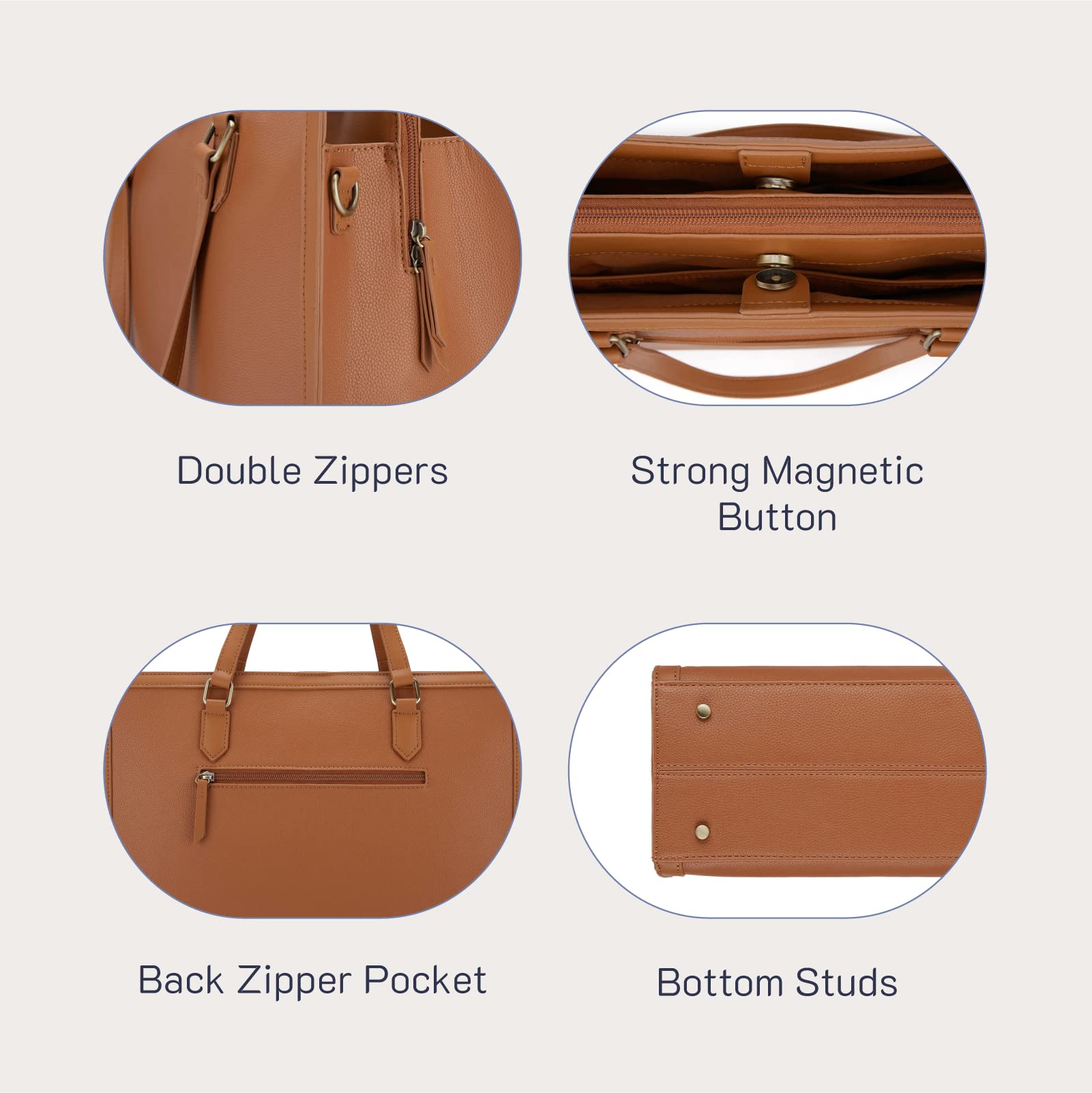Missnine Laptop Tote Bag for Women 15.6 Inch Leather Work Bags Teacher Computer Purse Briefcase Handbag for Office, Travel
