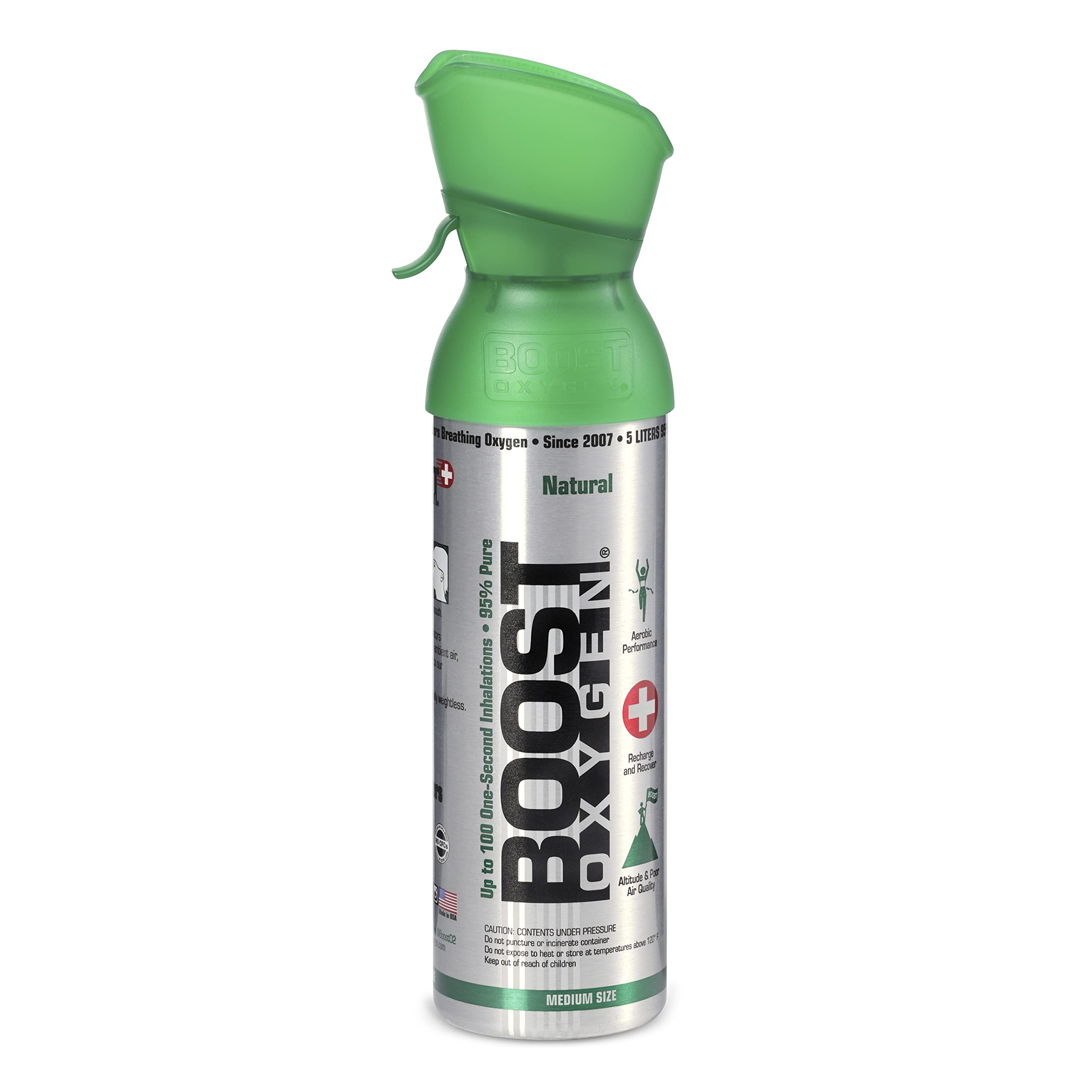 Boost Oxygen Canned 4 Portable 5 Liter Natural Oxygen Canister Bottle with 1 Natural Pocket Sized Pure Canned Oxygen Bottle Canister