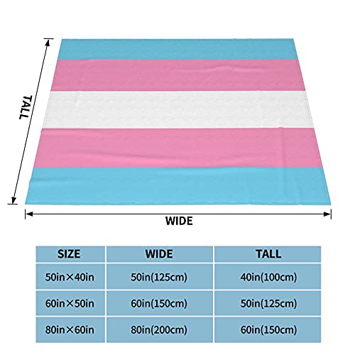 Transgender Blanket Transgender Pride Flag Stripe Throw Blankets, Blue Pink White Stripes Ultra Soft Cozy Fleece Sofa Blanket for Men Women, Plush Warm Fuzzy Blankets Decor 50"x40"