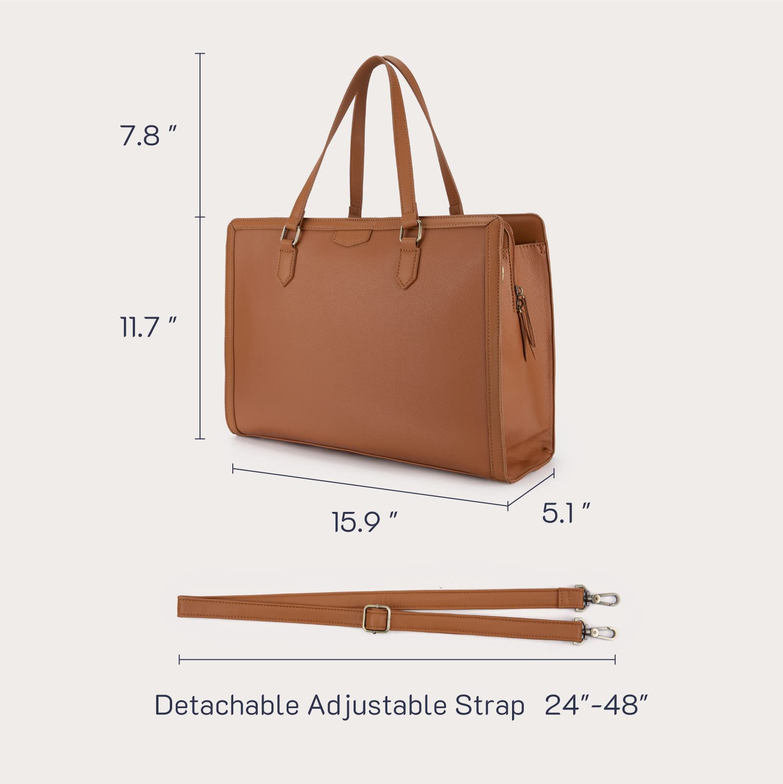 Missnine Laptop Tote Bag for Women 15.6 Inch Leather Work Bags Teacher Computer Purse Briefcase Handbag for Office, Travel