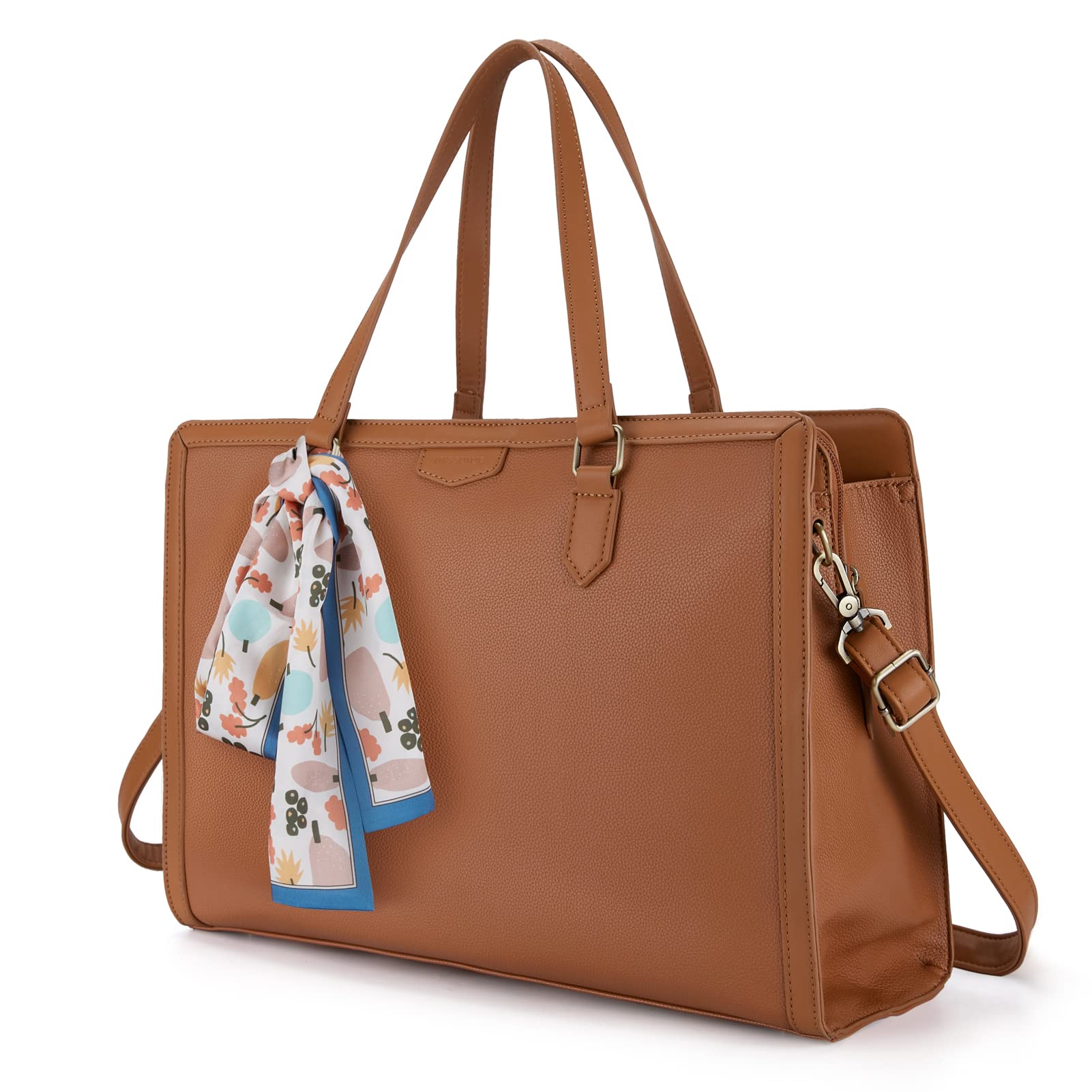 Missnine Laptop Tote Bag for Women 15.6 Inch Leather Work Bags Teacher Computer Purse Briefcase Handbag for Office, Travel
