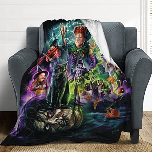 Hocus Pocus Flannel Blanket,Throw Blankets Witch Fleece Blankets Ultra-Soft Suitable for Couch Sofa Bed Home Decorations All Seasons Gifts for Women & Men 60X50 inch (HP 1, 60"X50")