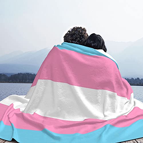 Transgender Blanket Transgender Pride Flag Stripe Throw Blankets, Blue Pink White Stripes Ultra Soft Cozy Fleece Sofa Blanket for Men Women, Plush Warm Fuzzy Blankets Decor 50"x40"