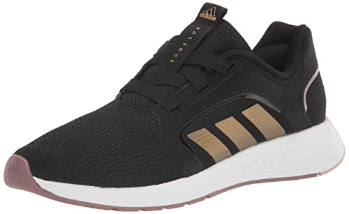 adidas Women's Edge Lux 5 Sneaker, Black/Gold Metallic/Wonder Oxide, 9