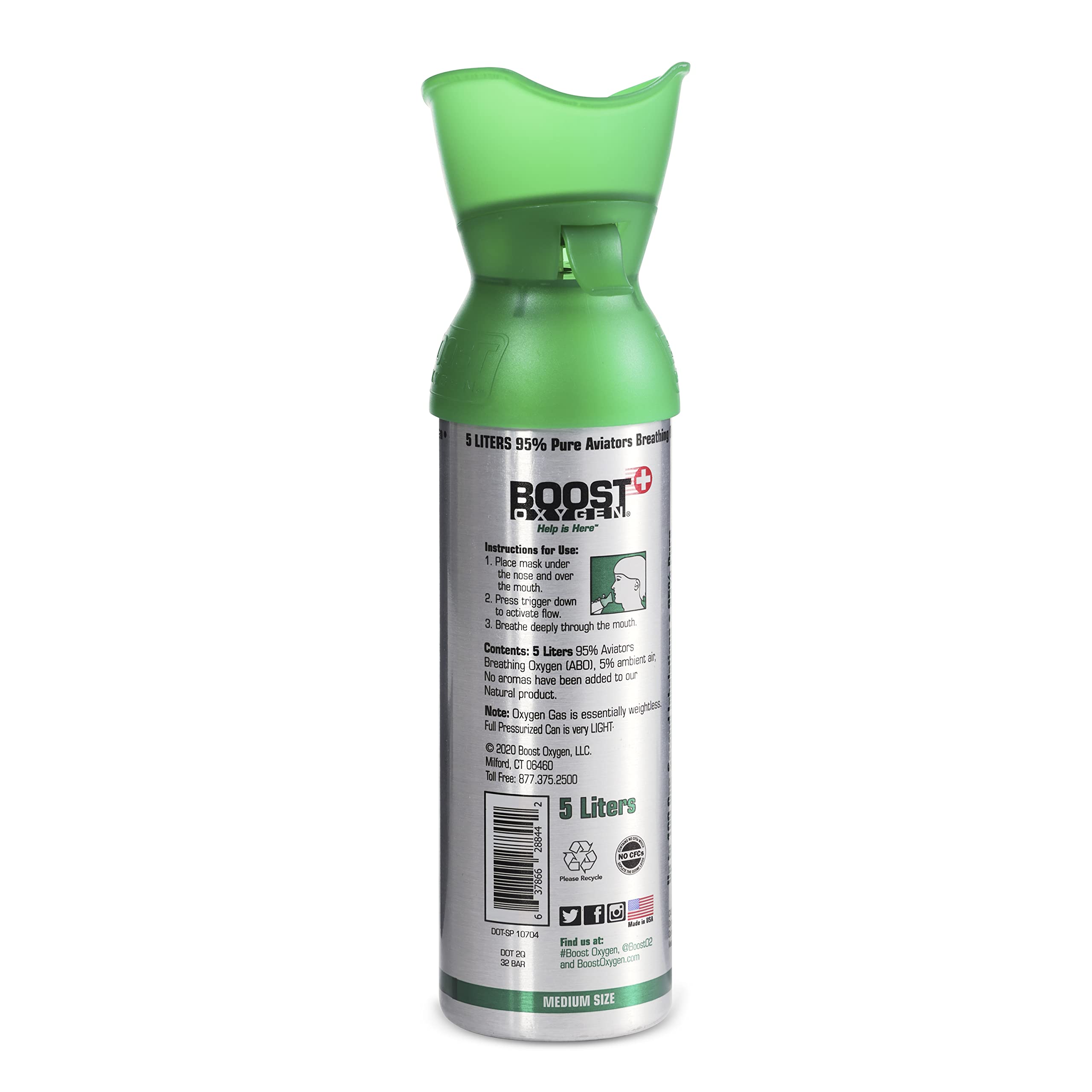 Boost Oxygen Canned 4 Portable 5 Liter Natural Oxygen Canister Bottle with 1 Natural Pocket Sized Pure Canned Oxygen Bottle Canister