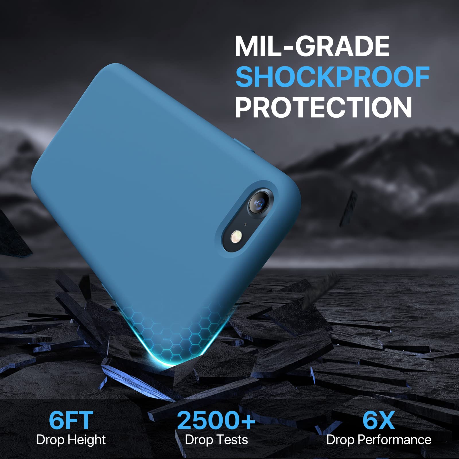 Miracase Ultra Slim Designed for iPhone SE Case 2022(3rd Gen)/iPhone SE 2020 Case(2nd Gen)/iPhone 7 Case/iPhone 8 Case with Screen Protector, Multi-Color Silicone Shockproof Phone Case(Capri Blue)