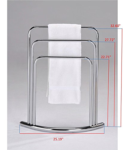 KB Designs - 3 Tier Freestanding Metal Towel Rack Stand, Chrome