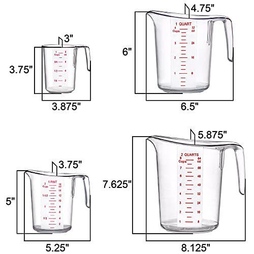 Amazing Abby - Melissa - Unbreakable Plastic Measuring Cups (4-Piece Set), Food-Grade Measuring Jugs, 1/2/4/8-Cup Capacity, Stackable and Dishwasher-Safe, Great for Oil, Vinegar, Flour, More