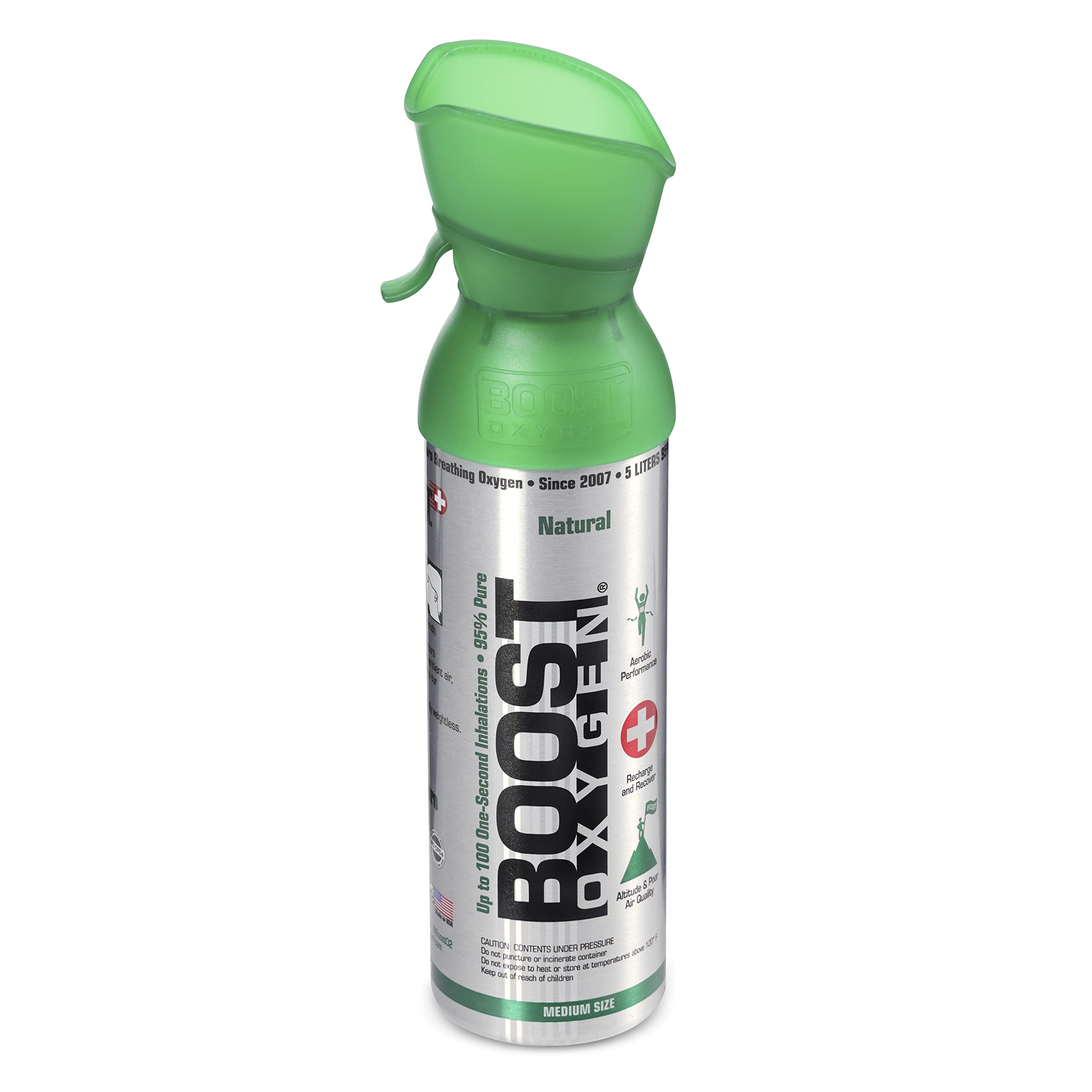 Boost Oxygen Canned 4 Portable 5 Liter Natural Oxygen Canister Bottle with 1 Natural Pocket Sized Pure Canned Oxygen Bottle Canister