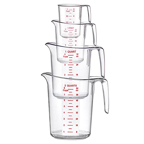 Amazing Abby - Melissa - Unbreakable Plastic Measuring Cups (4-Piece Set), Food-Grade Measuring Jugs, 1/2/4/8-Cup Capacity, Stackable and Dishwasher-Safe, Great for Oil, Vinegar, Flour, More