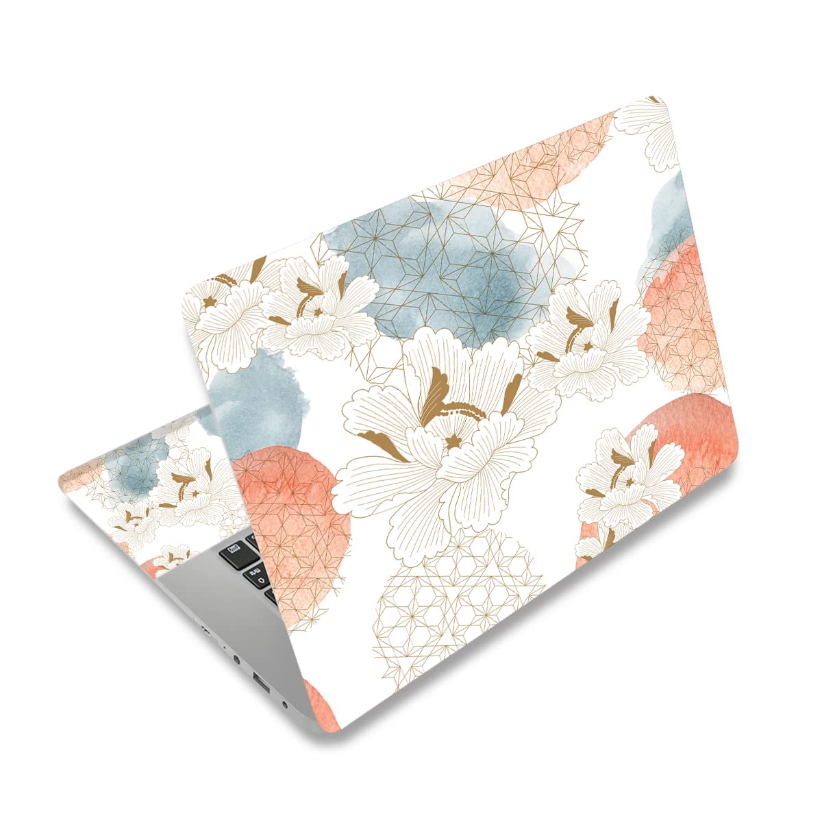 Newplenty Laptop Skin Sticker,13.3 14 15 15.4 15.6 inch Laptop Skins,Universal Vinyl Decal,Dustproof Scratch Resistant Reusable Cover Protector with Free 2 Wrist Pads (Flower 3)