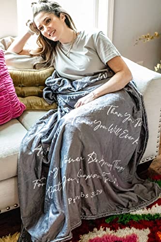 Double Creek Proverbs 31 Woman Lightweight Scripture Throw Blanket Inspirational Verses, Comfort Blanket 50"x 60" Gift for Women