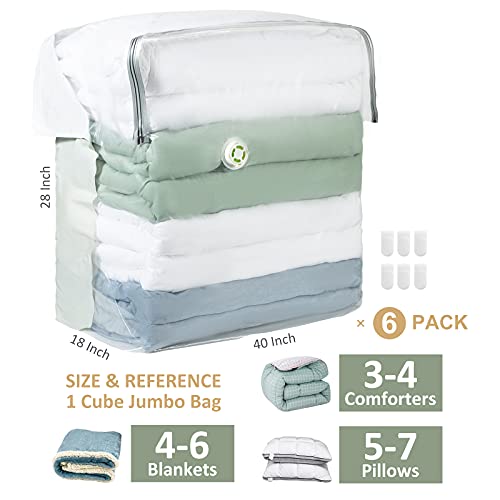 TAILI Cube Vacuum Storage Bags Jumbo 8 Pack and Super Jumbo Cube Space Saver Vacuum Storage Bags 6 Pack
