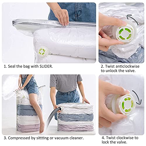 TAILI Cube Vacuum Storage Bags Jumbo 8 Pack and Super Jumbo Cube Space Saver Vacuum Storage Bags 6 Pack