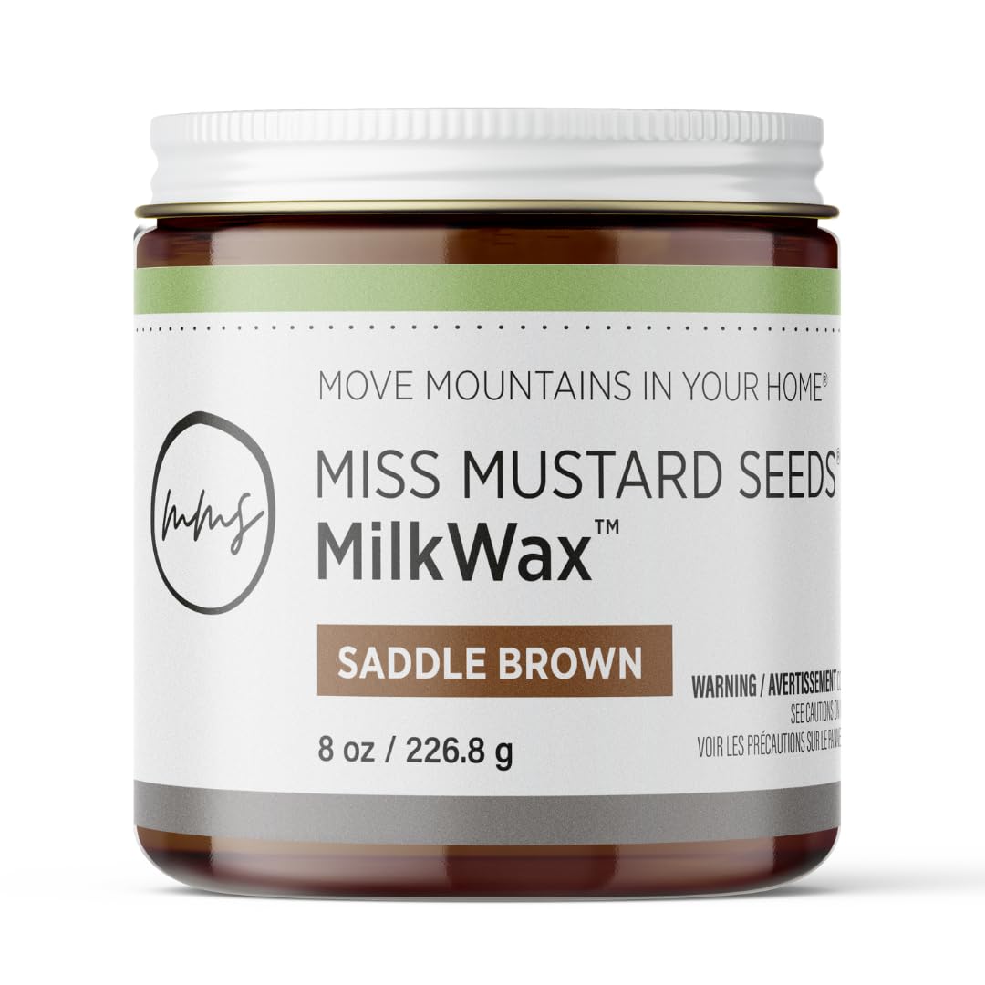 Miss Mustard Seed's MilkWax - Wax for Furniture, Wood, Cabinets, and Walls, Premium Quality, Low Odor (Saddle Brown, 8 oz)