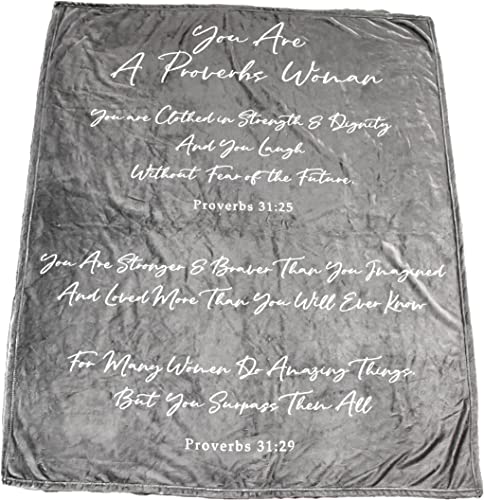 Double Creek Proverbs 31 Woman Lightweight Scripture Throw Blanket Inspirational Verses, Comfort Blanket 50"x 60" Gift for Women