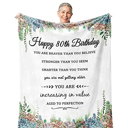 80th Birthday Gifts for Women/Men, Best 80th Birthday Gifts Ideas, Best Birthday Gifts for 80th, 80th Birthday Gifts for Dad/Mom, Happy 80th Birthday Gifts for Parents/Grandparents, Blanket 60X50in