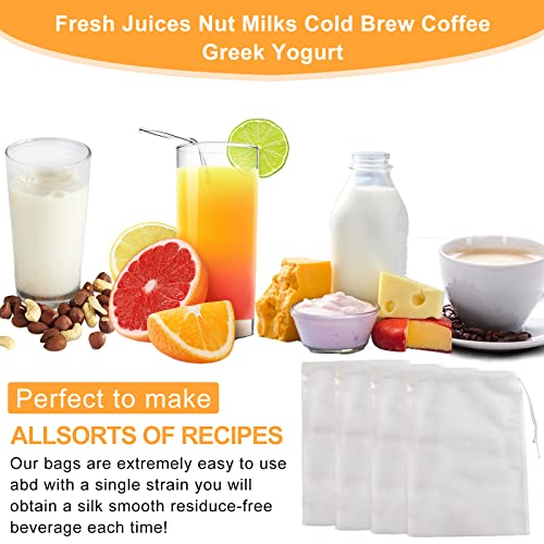 Kimmama 4 Pack Nut Milk Bag,Food Grade Nylon Nut Bag Strainer,7.9 x 11.8 inch Cheese Cloth Bag for Straining Fruit Juice,Nut Milk,Doufu,Almond,Coffee,Yogurt and Soup (Nylon, 7.9x11.8)