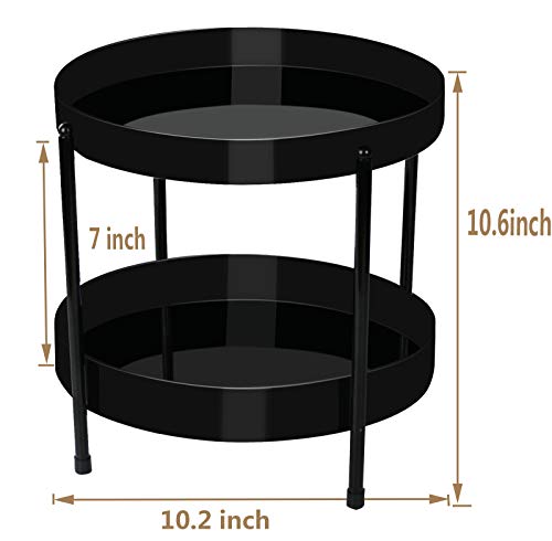 Makeup Organizer Shelf,2-Tier Bathroom Countertop Organizer Vanity Tray Cosmetic & Makeup Storage Standing Rack on Table Vanity Organizer Rack ,Black, Round
