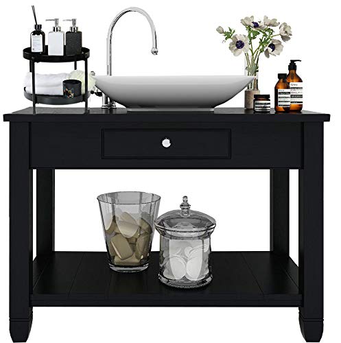 Makeup Organizer Shelf,2-Tier Bathroom Countertop Organizer Vanity Tray Cosmetic & Makeup Storage Standing Rack on Table Vanity Organizer Rack ,Black, Round