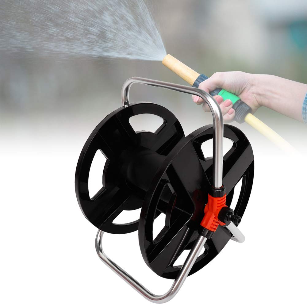 Hand Cranked Hose Reel, Practical Water Pipe Storage Shelf Aluminium Tube Garden Hose Reel Wall-mounted Water Hose Reel
