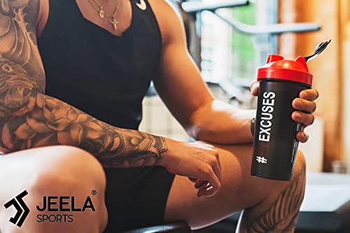 JEELA SPORTS - 2 PACK Protein Shaker Bottles for Protein Mixes With Shake Ball - 24 Oz, Dishwasher Safe Blender Shaker Bottles, Shaker Cup for Protein Shakes for Pre & Post Workout- Gifts, Gym