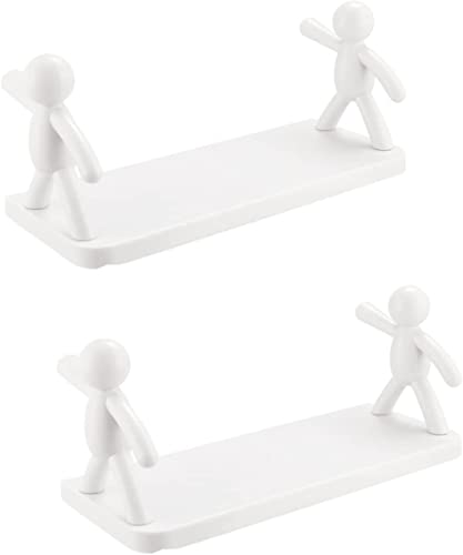 Giroayus Punching-Free Villain Storage Rack The Kitchen Toilet Receive Shelf，Floating Shelves Bathroom Wall Mounted Shelf (White, 2pc)
