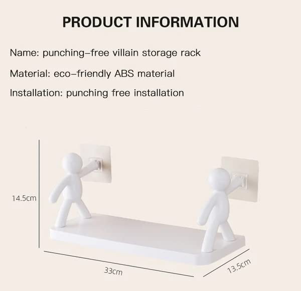 Giroayus Punching-Free Villain Storage Rack The Kitchen Toilet Receive Shelf,Floating Shelves Bathroom Wall Mounted Shelf (White, 2pc)