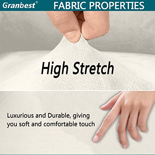 Granbest Velvet Plush Recliner Chair Cover High Stretch Recliner Slipcover Furniture Protector with Pockets(Creamy White)