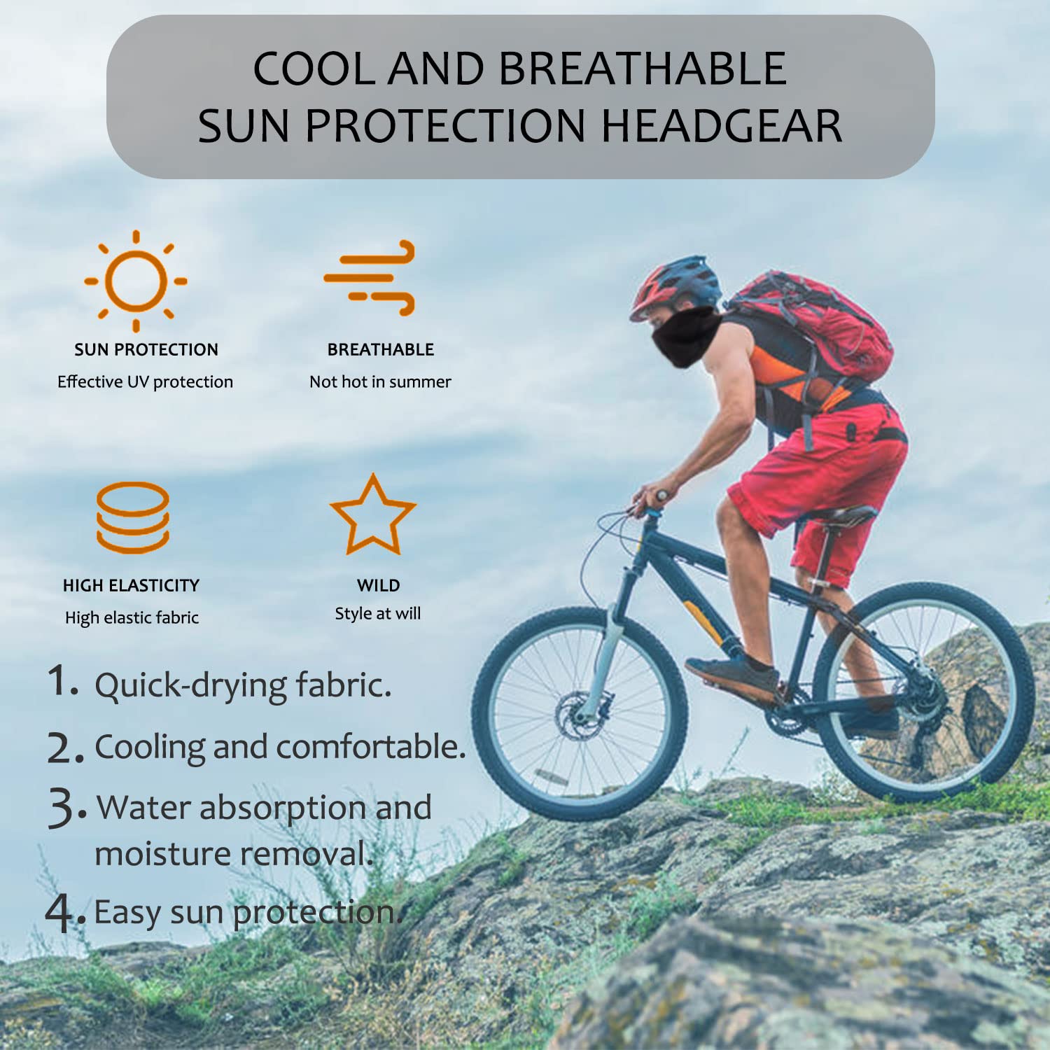 Balaclava Uv Protection,Men and Women Sun Cooling Neck Gaiter Adjustable Windproof Hood,Motorcycle,Cycling,Climing,Running Black