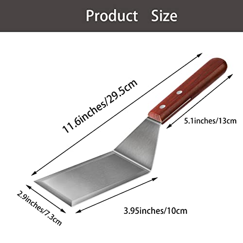KLAQQED Metal Spatula for Cast Iron Skillet, Grill Spatula Stainless Steel Spatula, Burger Spatula, Fish Turner Spatula, Griddle Spatula, Spachulas Egg Flipper, Flat Top Metal Spatula for Cooking BBQ