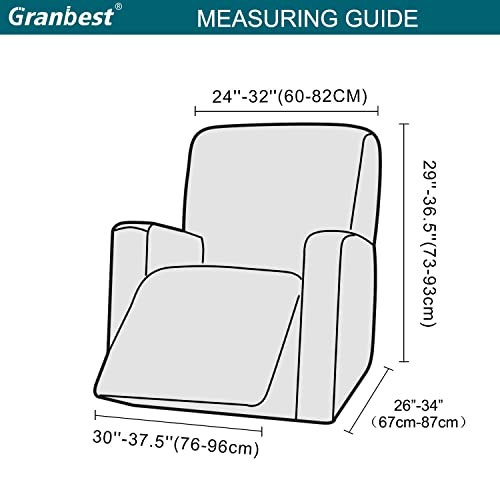 Granbest Velvet Plush Recliner Chair Cover High Stretch Recliner Slipcover Furniture Protector with Pockets(Creamy White)