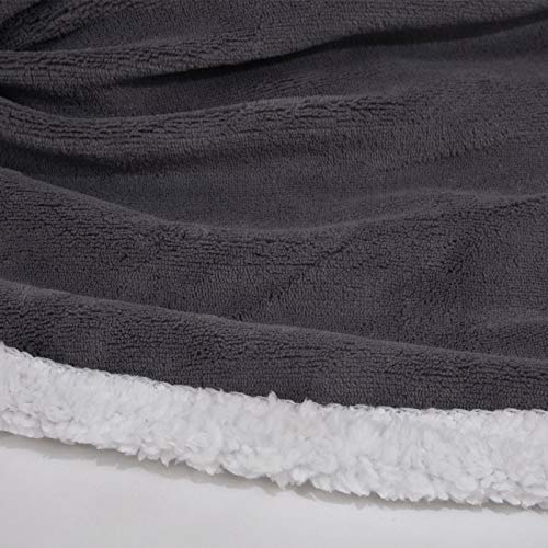 Brentfords Sherpa Flannel Fleece Blanket Large Full Twin Size Plush Throw Fuzzy Soft Microfiber, Silver Grey White - 59" x 70"