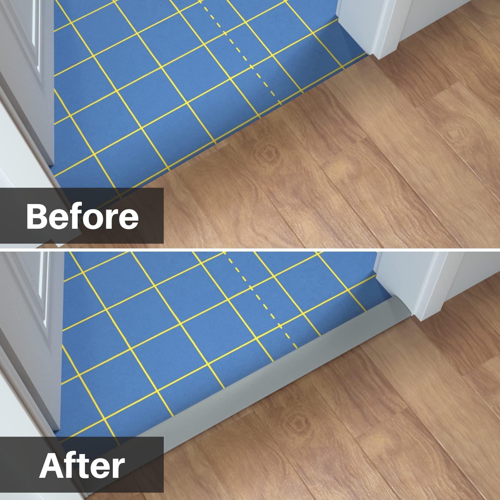 COUKIU Flexible PVC Floor Transition Strip, 9.84 FT Peel and Stick Floor Cover Strip, Flooring Transitions Laminate Floor Strip, Carpet to Tile Transition Strip, Vinyl Floor Flat Divider Strip (Gray)