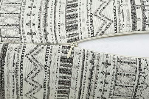 Mika Home Pack of 2 Throw Pillow Cases Decorative Pillow Covers for Home Decoration, Bohemian Striped Geometric Pattern, 22x22 Inches,Gray Cream