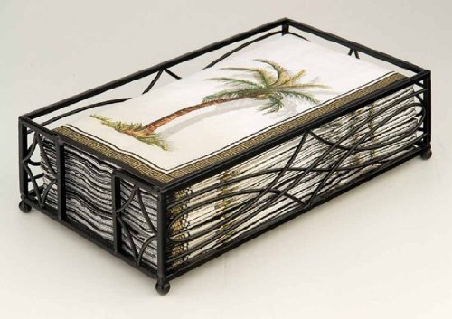 Boston International Wave Design Guest Towel/Dinner Napkin Holder Caddy, 9 x 5.25-Inches, Black