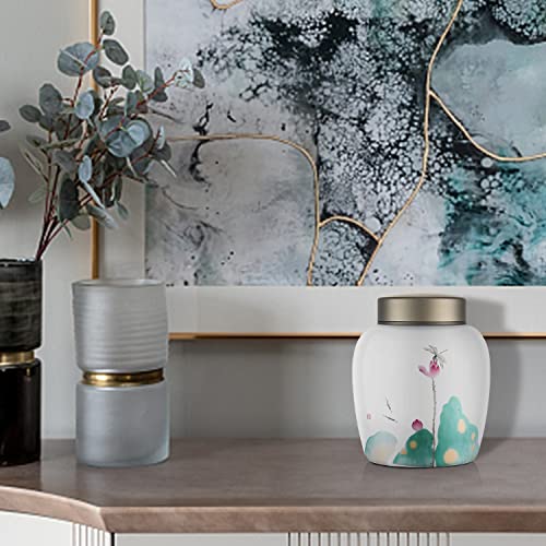 NEWDREAM Urns for Human Ashes Urns for Cat Urns,Pet Urns for Cat Ashes,Cat Urns for Ashes Animal Urns for Ashe Pet Cremation Urn (White Lotus)