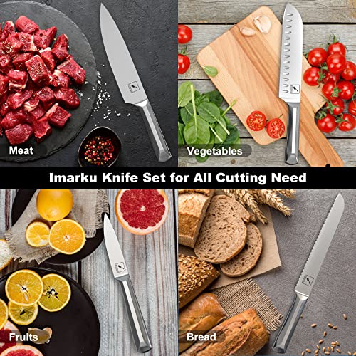 Knife Set, imarku 16 PCS High Carbon Japanese Stainless Steel Knife Sets for Kitchen with Block, Ultra Sharp Kitchen Knife Set with Sharpener Chef Knife Set, Dishwasher Safe