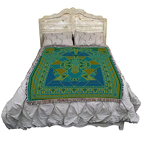 Pure Country Weavers Frank Lloyd Wright Imperial Peacock Blanket - Mission Prairie School Style - Gift Tapestry Throw Woven from Cotton - Made in The USA (72x54)