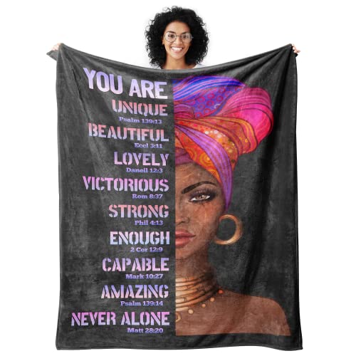 African American Woman Throw Blanket Ultra Soft Warm Cozy Lightweight Microfiber Blankets Flannel Sherpa Fuzzy Fluffy Plush Throws for Sofa Couch Bedding All Season 60"x50"