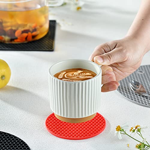 Silicone Trivet Mat, Vituer 4PCS Trivets for Hot Dishes, Non-Slip & Heat Resistant Kitchen Hot Pads for Countertops & Table, Food Grade Silicone & BPA Free Kitchen Trivet - (1 Squared + 3 Round)