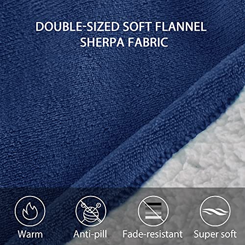 FBSPORT Wearable Blanket Hoodie, Oversized Blanket Sweatshirt for Women Men Adults Teens, Super Soft Warm Flannel & Sherpa Sweatshirt Blanket with Pocket, Blue
