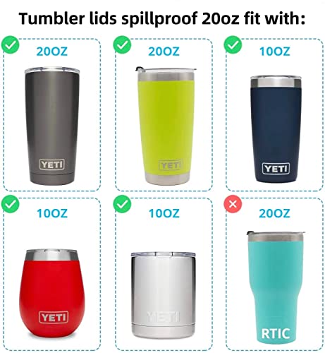 Splash Resistant Tumbler Lids 20 oz 6 Pack,Tumbler Lids Spillproof 20 oz For Ye-ti Rambler, Old Style RTIC, Ozark Trails and more Cooler Cup (Transparent Slide, 20 OZ 6 Pack)