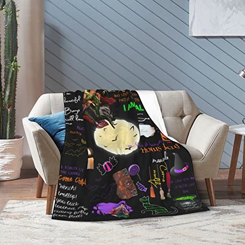 Hocus Pocus Blanket Halloween Throw Flannel Fleece Blankets Sanderson Sisters Soft Plush Blanket for Couch Sofa Bed Home Decorations 50"x40"