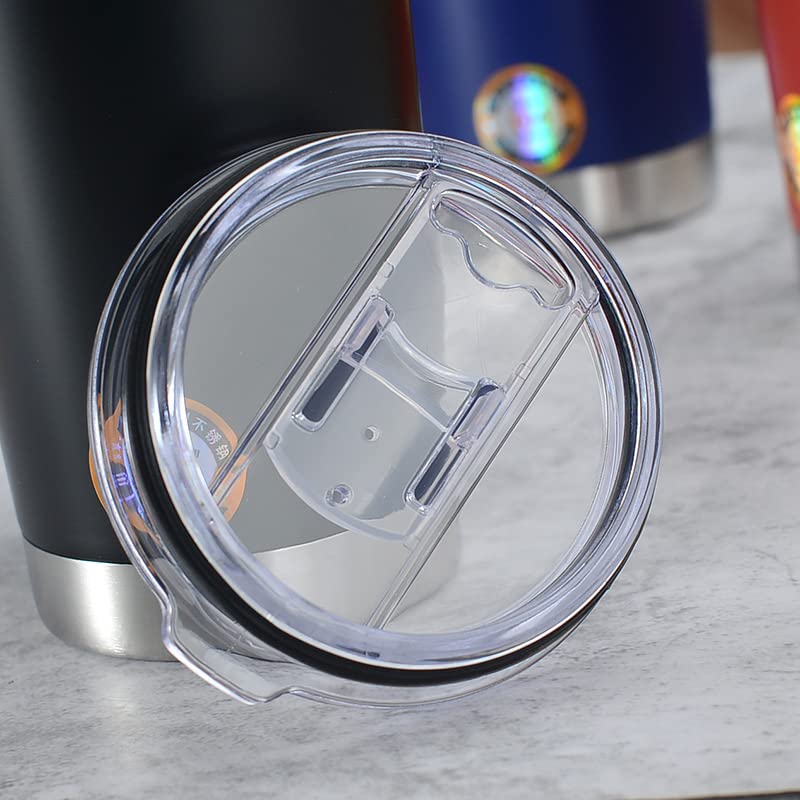 Splash Resistant Tumbler Lids 20 oz 6 Pack,Tumbler Lids Spillproof 20 oz For Ye-ti Rambler, Old Style RTIC, Ozark Trails and more Cooler Cup (Transparent Slide, 20 OZ 6 Pack)