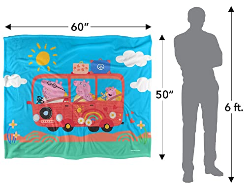 Peppa Pig Blanket, 50"x60" Road Trip with The Family Silky Touch Sherpa Back Super Soft Throw Blanket