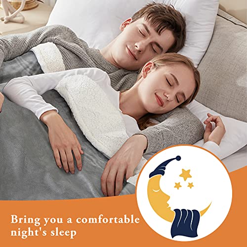 Shilucheng Heated Twin Blanket, Electric Blanket 62" x 84", Warm Fleece & Sherpa Blanket Reversible, Fast Heating with 4 Temperature Levels & 6hrs Auto Off, Machine Washable (Grey)