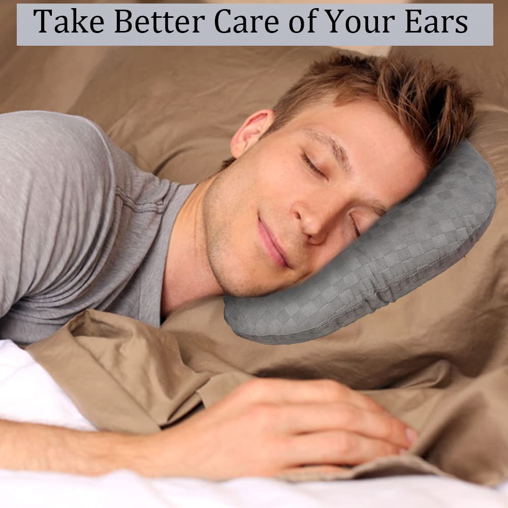 Wuronsa Ear Piercing Pillow for Side Sleepers with an Ear Hole for CNH and Ear Pain Ear Inflammation Pressure Sores, Cotton O-Shaped Side Sleeping Pillow, Ear Guard Pillow