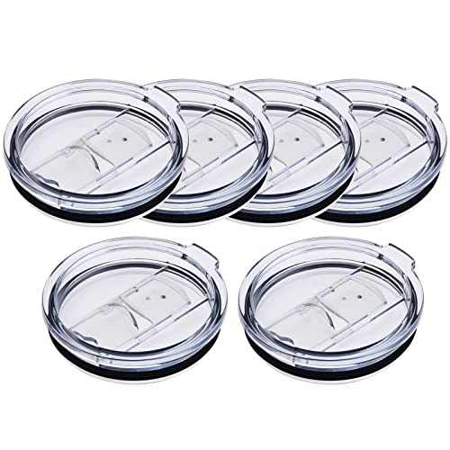Splash Resistant Tumbler Lids 20 oz 6 Pack,Tumbler Lids Spillproof 20 oz For Ye-ti Rambler, Old Style RTIC, Ozark Trails and more Cooler Cup (Transparent Slide, 20 OZ 6 Pack)